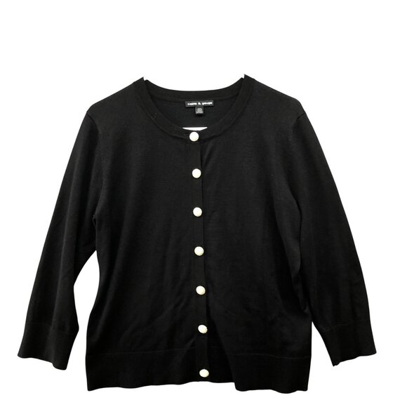 Cable & Gauge | Sweaters | Cable Gauge Black Cardigan Womens M Pearl ...